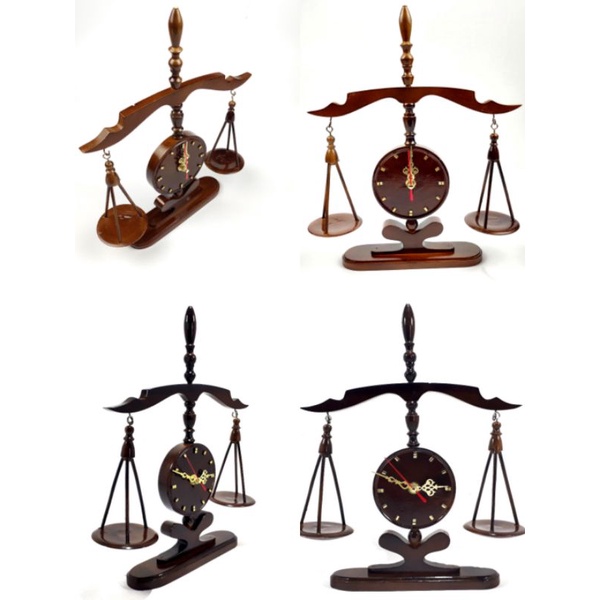 Jual Jual Jam Meja Duduk Model Timbangan Logo Hukum Kerajinan Kayu Jati ...