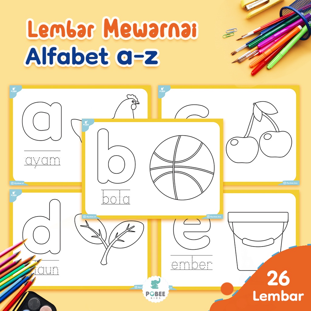 Jual Mewarnai Lembar Mewarnai Huruf | Coloring Book | Media Belajar ...