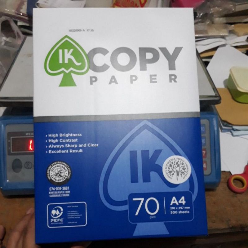 Jual kertas hvs A4 70 gram ika copy paper 1 bok isi 5 rim | Shopee ...