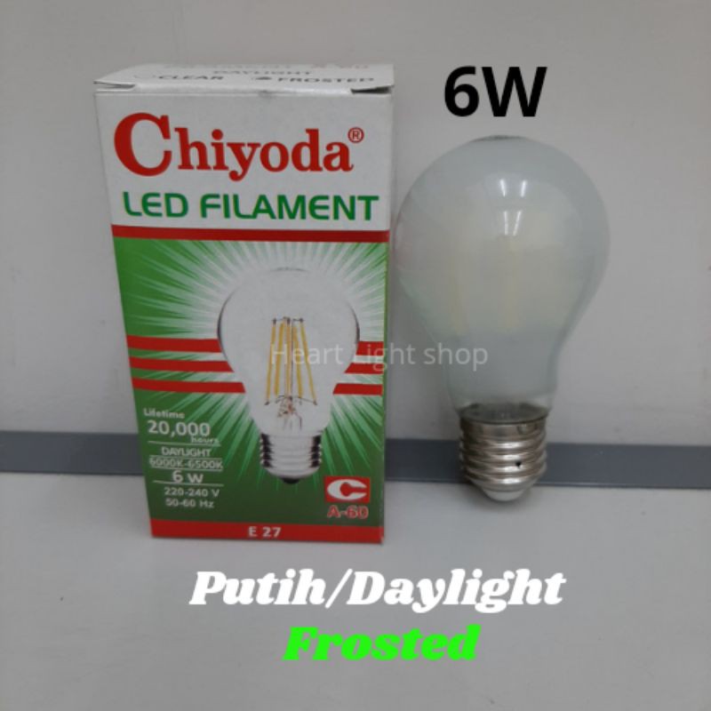 Jual Lampu LED CHIYODA filament 6w putih daylight frost A60/lampu dekorasi 6w putih | Shopee ...