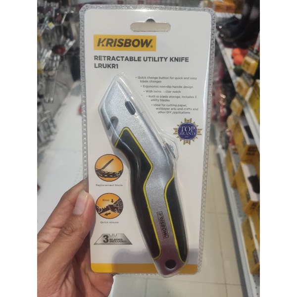 Jual Krisbow utility knife/cutter retractable/heavy duty cutter ...