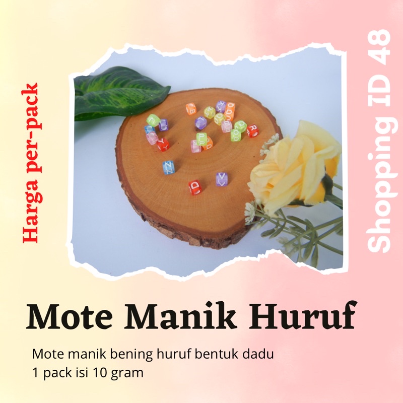 Jual GROSIR Mote manik huruf abjad dadu bening aksesoris craft | Shopee ...