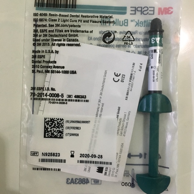 Jual 3M ESPE FILTEK BULK FILL COMPOSITE SYRINGE 4GM SHADE A3 | Shopee ...