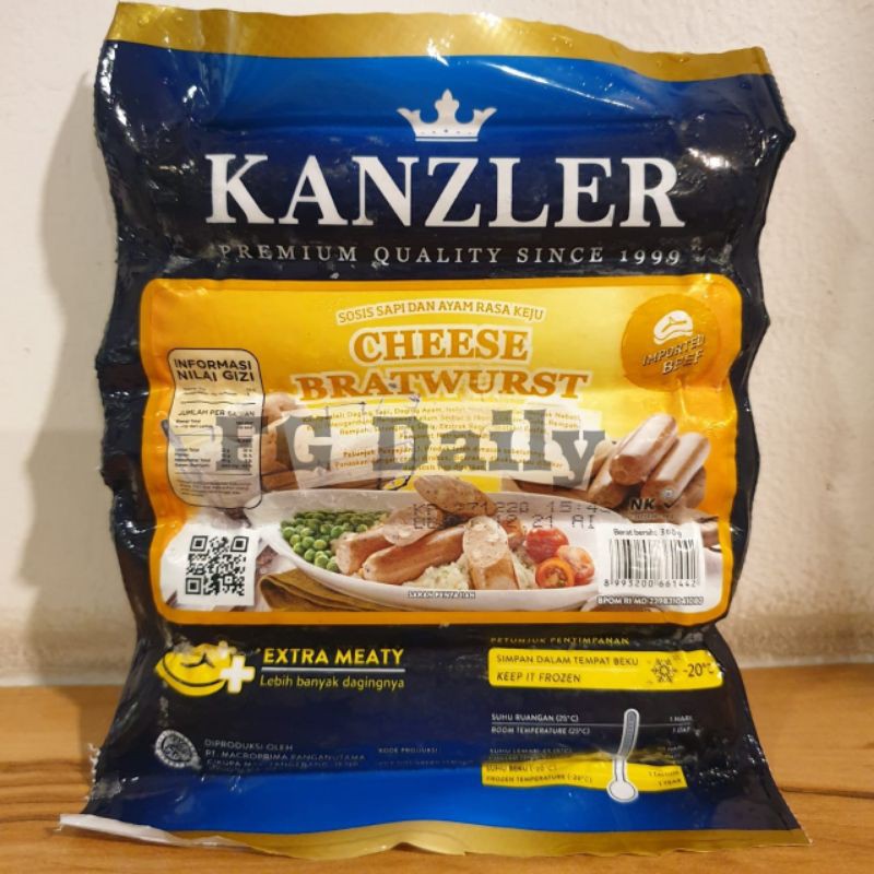 Jual sosis sapi kanzler isi keju / kanzler sosis cheese bratwurst 360gr ...