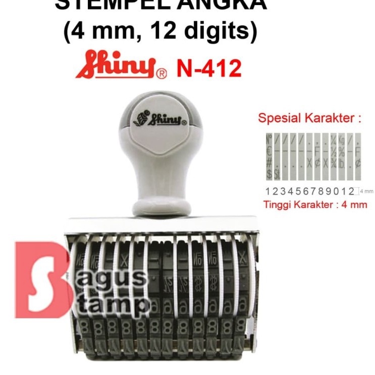 Jual Stempel Manual Angka 12 Digit 3mm 4mm 5mm Shiny N512 N412 N312 ...