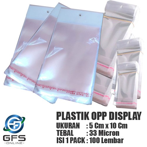 Jual PLASTIK OPP DISPLAY UKURAN 5 CM x 10 CM DENGAN LUBANG GANTUNGAN ...
