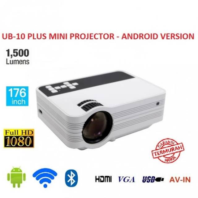 Jual Mini Lcd Projector Wifi Bluetooth Android 6.0 UB 10 1500 Lumens ...