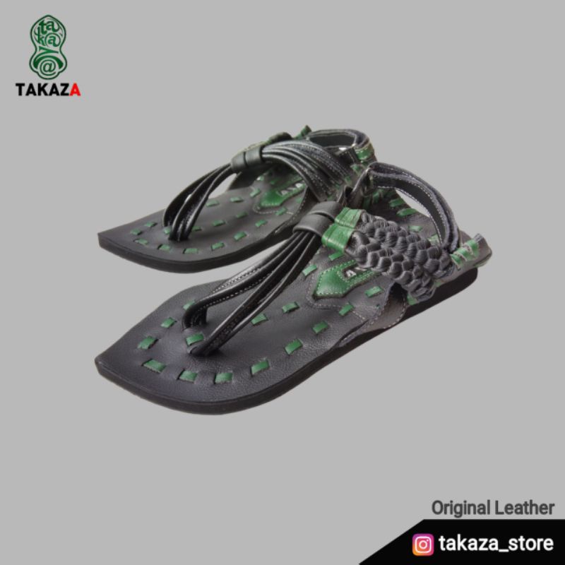 Jual TAKAZA Sandal Kulit Pria Wanita Model Terompah Nabi Warna Hitam ...