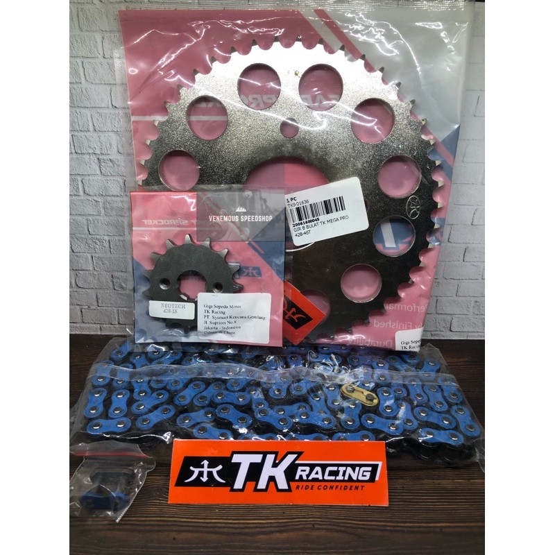 Jual Gear Tk 428 46 Rantai TK Racing Biru/Blue Megapro NMP Verza CB Cbr150 | Shopee Indonesia