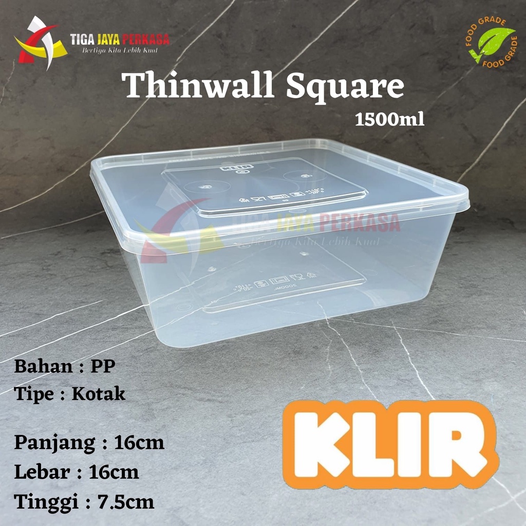 Jual Thinwall Square 1500ml Klir / Kotak 1500 ml / Thinwall Square ... Jual Thinwall Square 1500ml Klir / Kotak 1500 ml / Thinwall Square ...