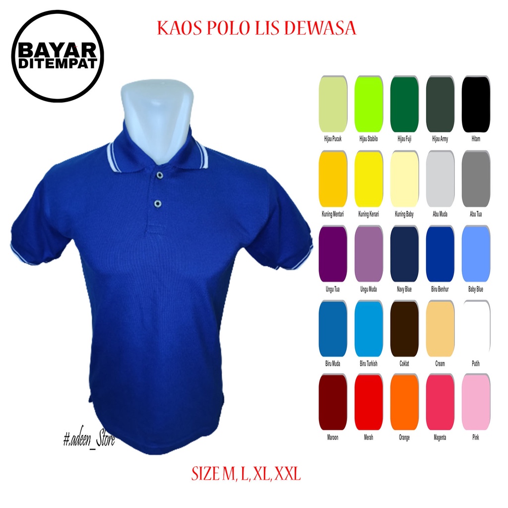 Jual Kaos Kerah Polo Shirt Pria / Kaos Kerah Dewasa / Kaos Kerah Lis ...