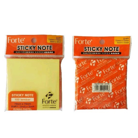 Jual Sticky Note / Kertas Memo Tempel Forte (75mm x 75mm) 654PY ...
