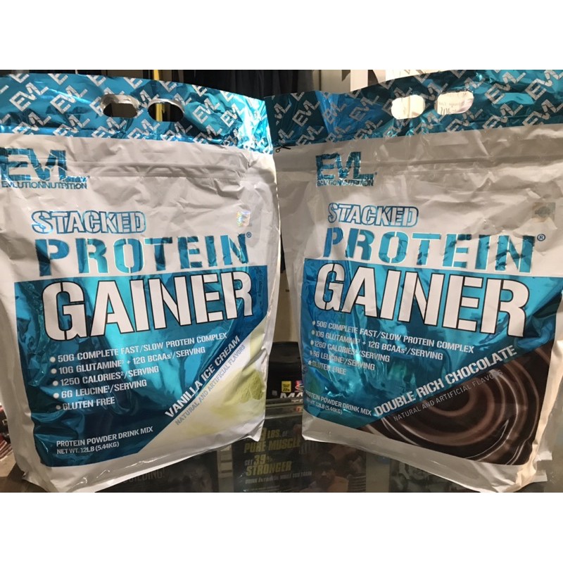 Jual EVL Stacked Protein Gainer - 12lbs free shaker | Shopee Indonesia