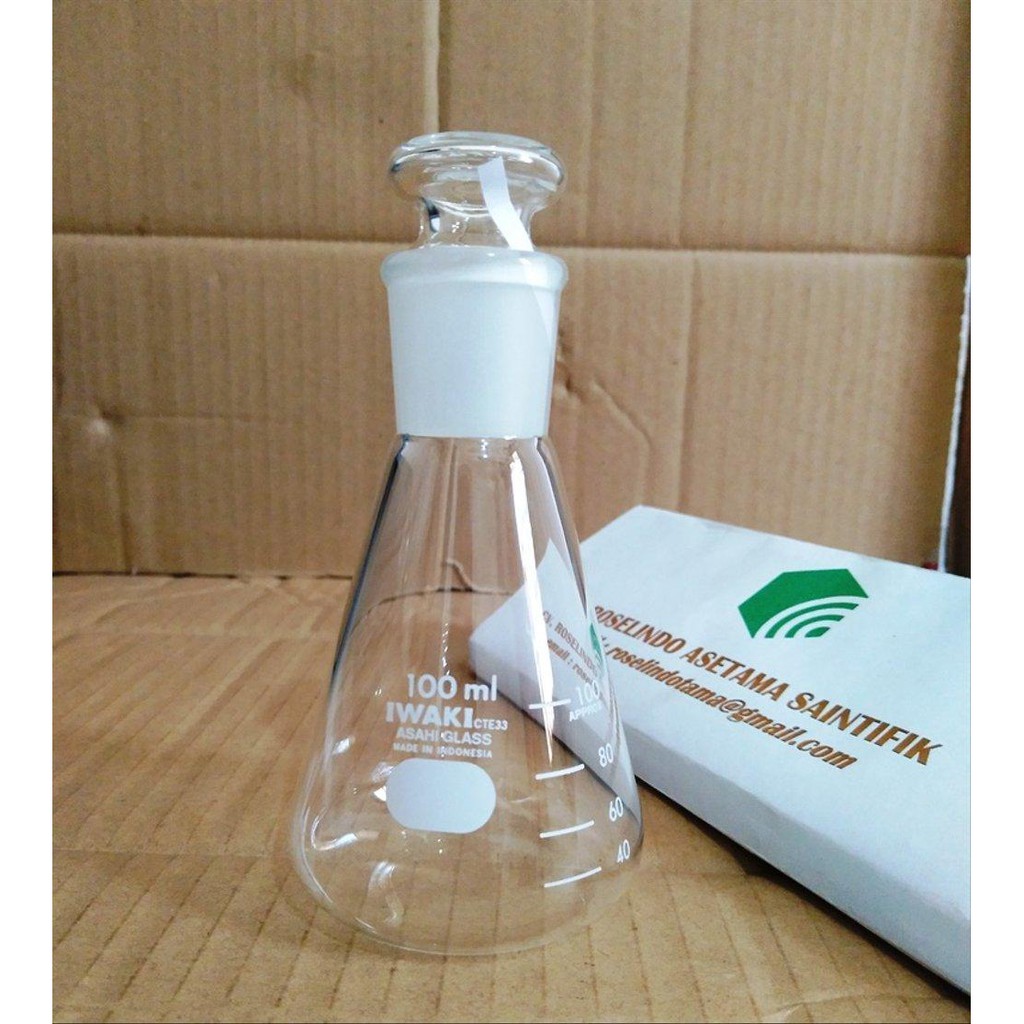 Jual Erlenmeyer tutup asah 100 ml NS 24-29 Erlenmeyer stopper IWAKI ASLI ha | Shopee Indonesia