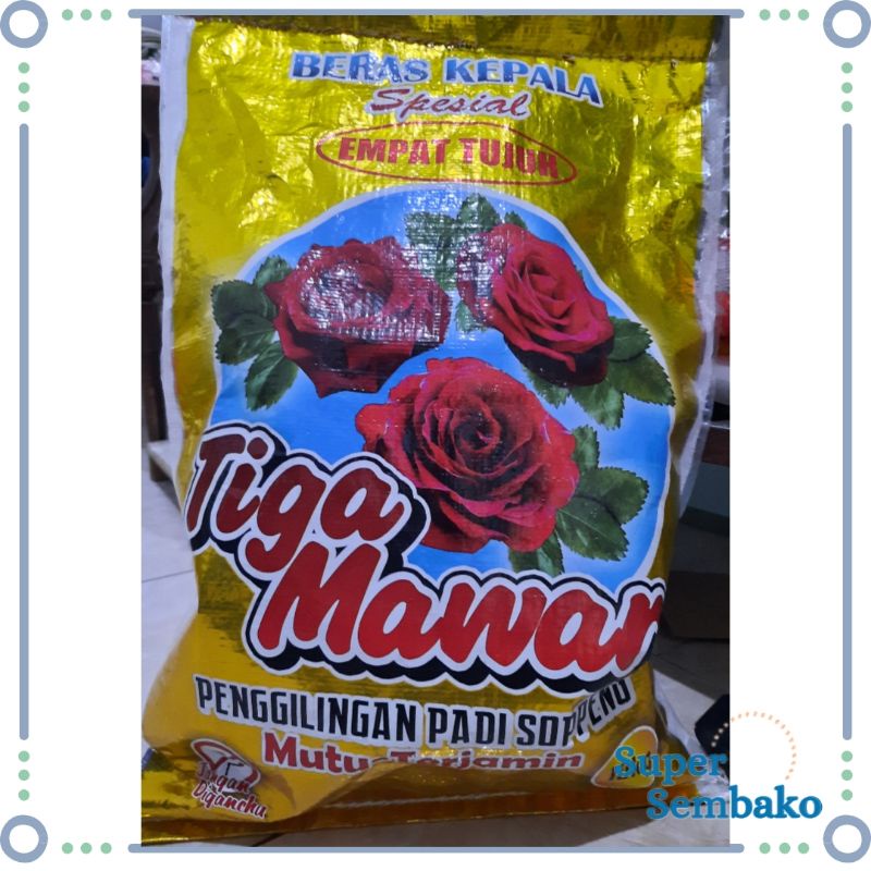 Jual BERAS 25KG / 25 KG CAP TIGA MAWAR EMPAT TUJUH MAKASSAR MURAH | Shopee Indonesia
