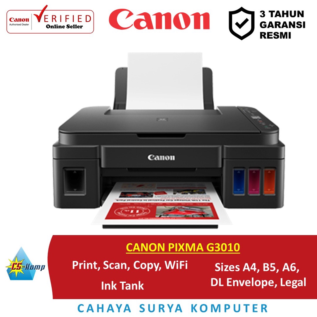 Jual Canon Pixma G3010 Printer | InkTank | Print Scan Copy Wifi ...