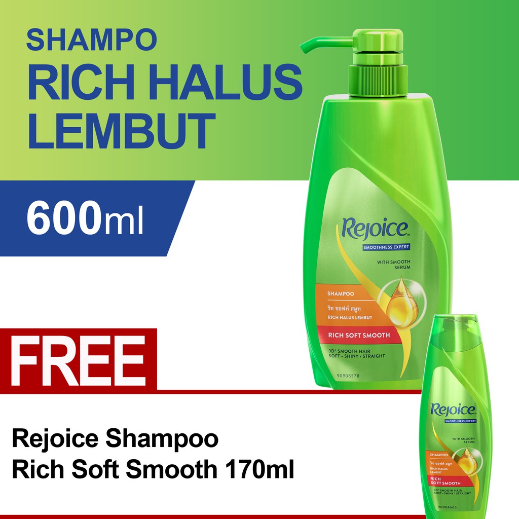 Jual Rejoice Shampoo Rich Halus Lembut 600 ml + Free 170 ml [P&G] | Shopee Indonesia