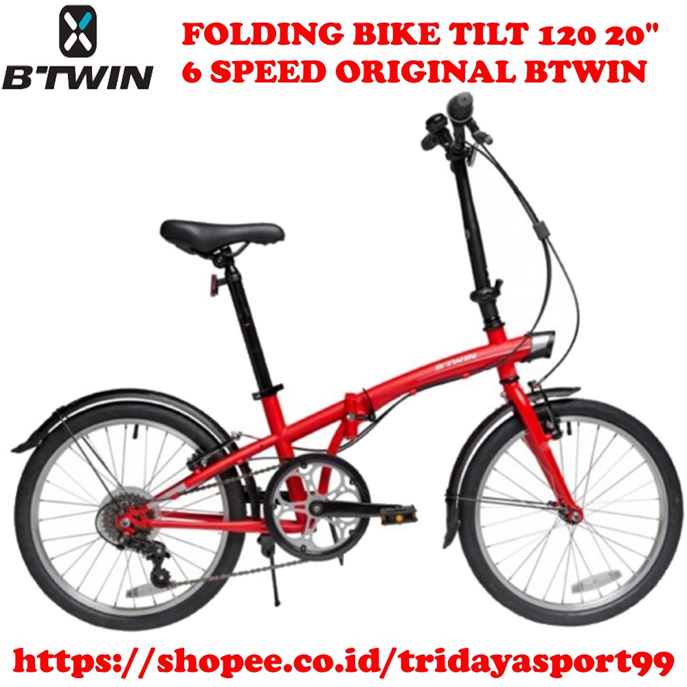 Jual B TWIN Hoptown Sepeda Lipat Dewasa Tilt 120 20 Folding Bike Red