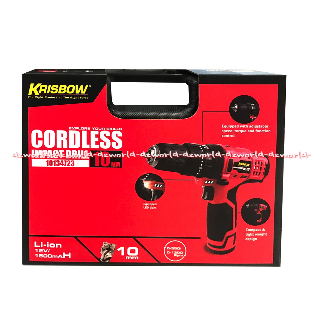 Jual Krisbow Cordless Impact Drill 10mm Bor Tanpa Kabel kapasitas untuk ...