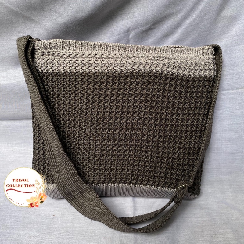 Jual TAS SELEMPANG RAJUT BESAR / SLINGBAG RAJUT BESAR / MOTIF POLOS ...