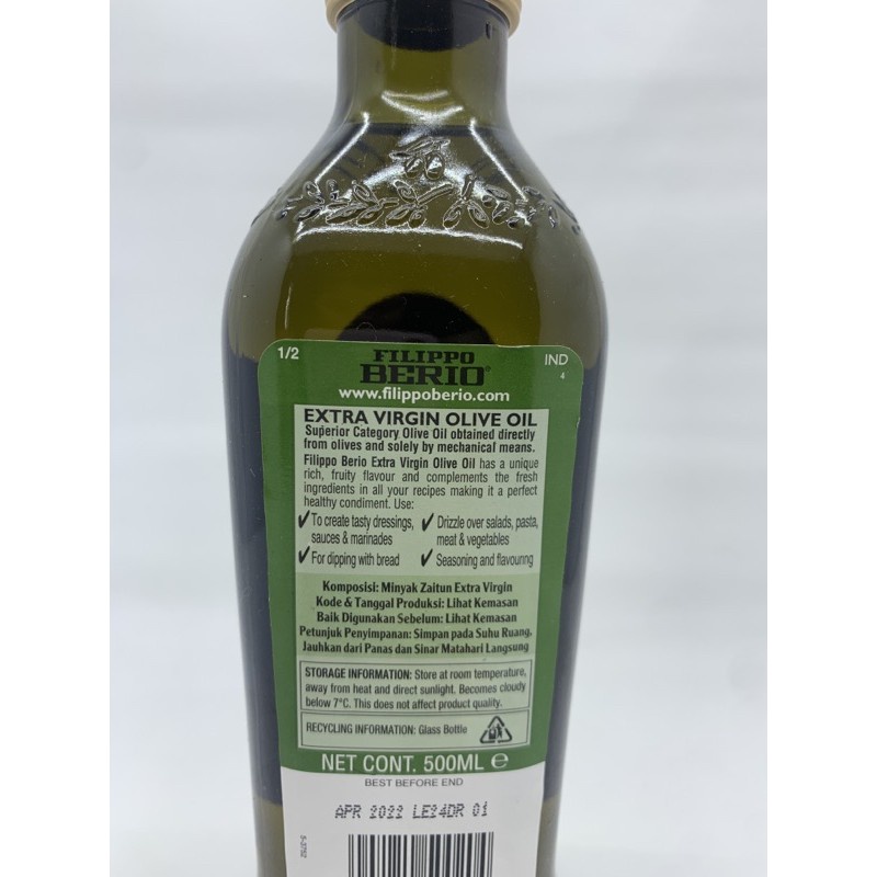 Jual Sembako Filippo Berio Extra Virgin Olive Oil 500ml barcode ...