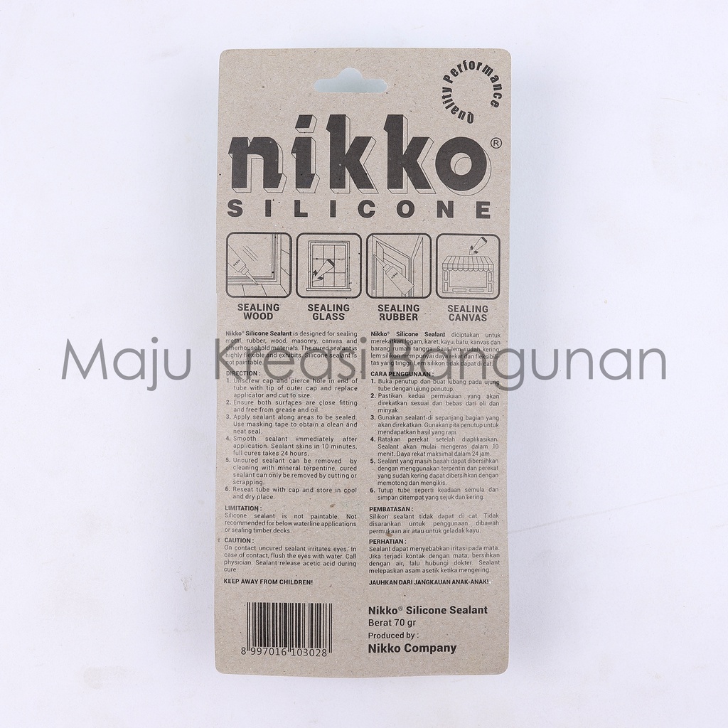 Jual Lem Kaca Sealant Nikko Besar 70gr Silicone Clear Bening Aquarium ...