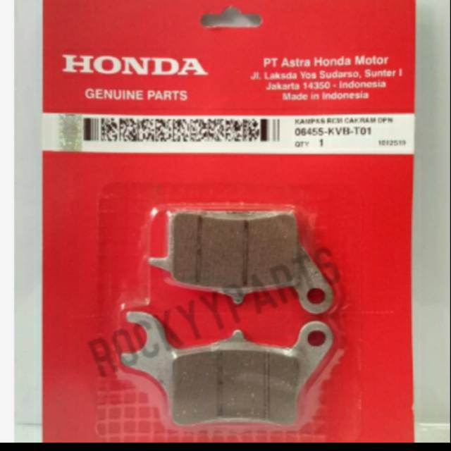 Jual Dispad/Kampas Rem Cakram Beat, Vario/ 06455-KVB-T01/ AHM GENUINE ...