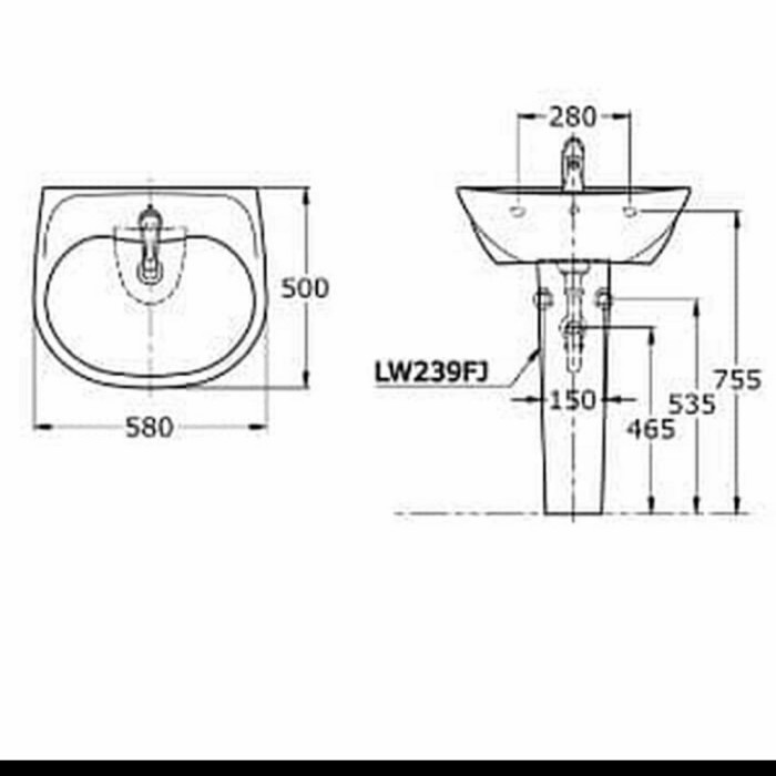 Jual T.Lillie - Wastafel Toto Lw241Cj/Lw239Fj Komplite Set Kran Dingin ...