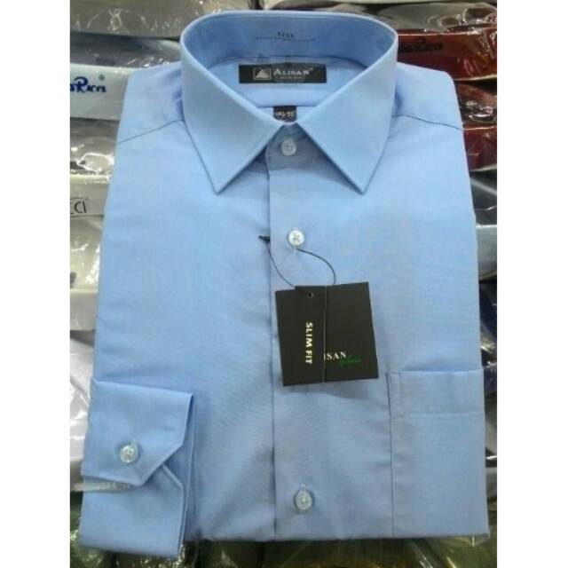 Jual Kemeja Pria Alisan Biru Langit Kode B2 Slimfit Panjang Shopee Indonesia