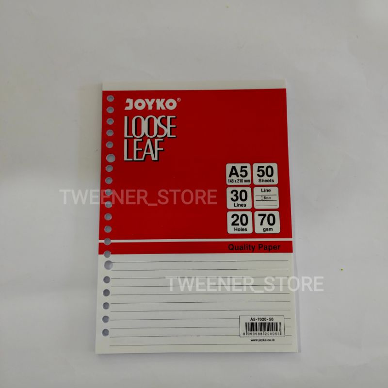 Jual [A5-GARIS] Joyko Loose Leaf A5 50 Sheets Lembar | Kertas Binder | Shopee Indonesia
