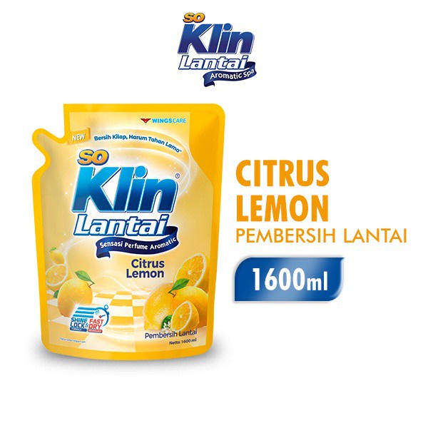Jual So Klin Pembersih Lantai Kuning Pouch 1600ML | Shopee Indonesia