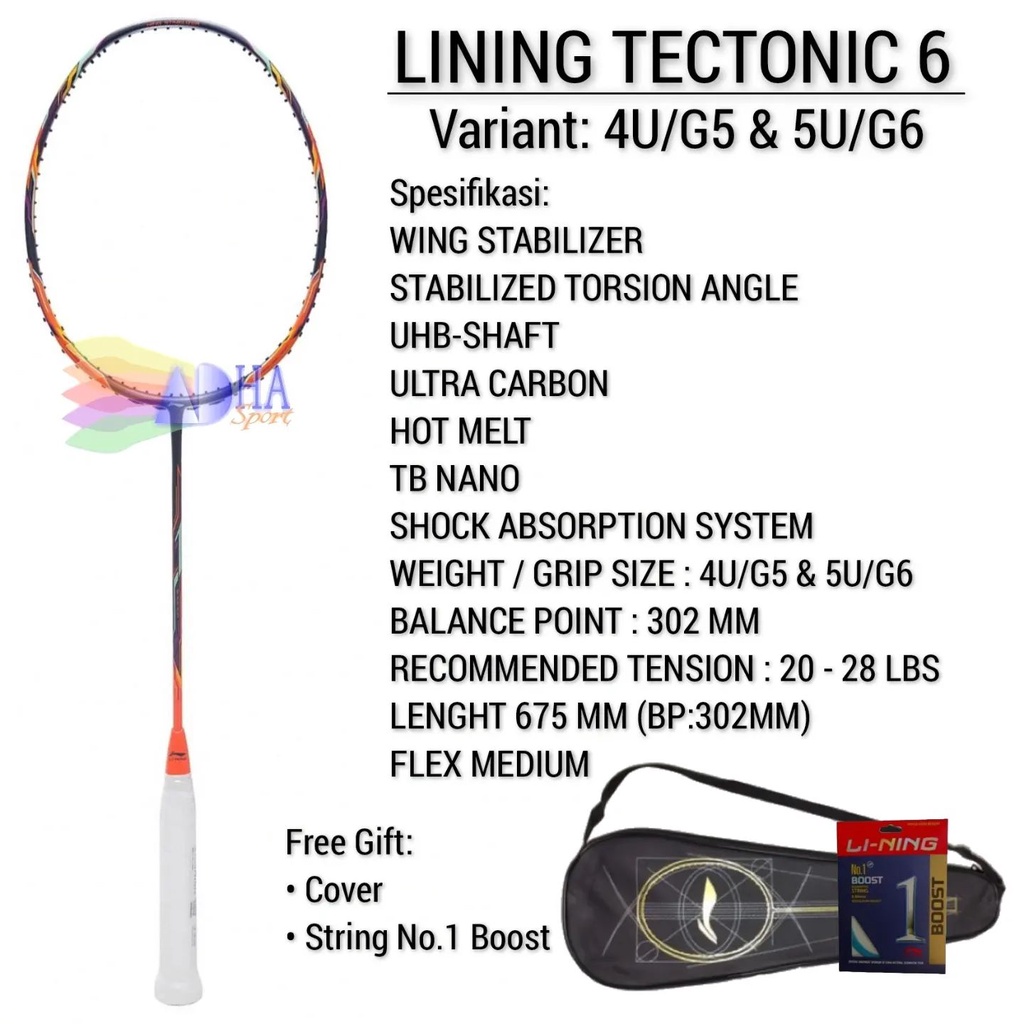 Jual Raket Badminton Lining Tectonic 6 Original Store Surabaya Adha ...