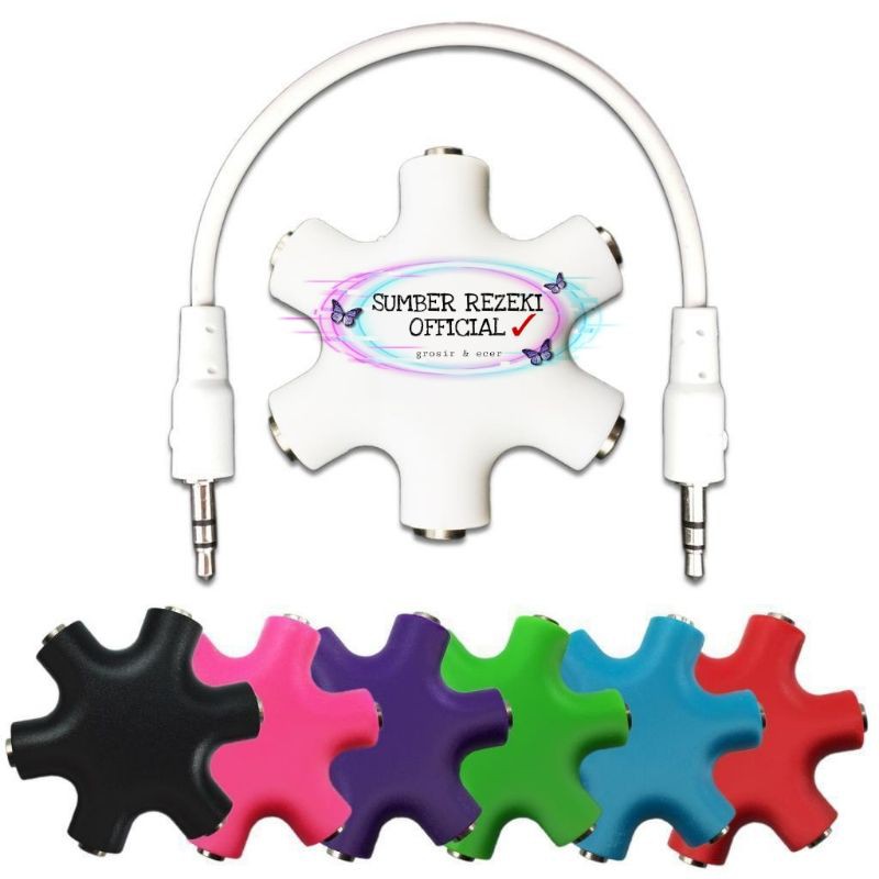 Jual Audio Splitter 6 in 1 Adapter Jack 3.5mm Male to 5 Female ...