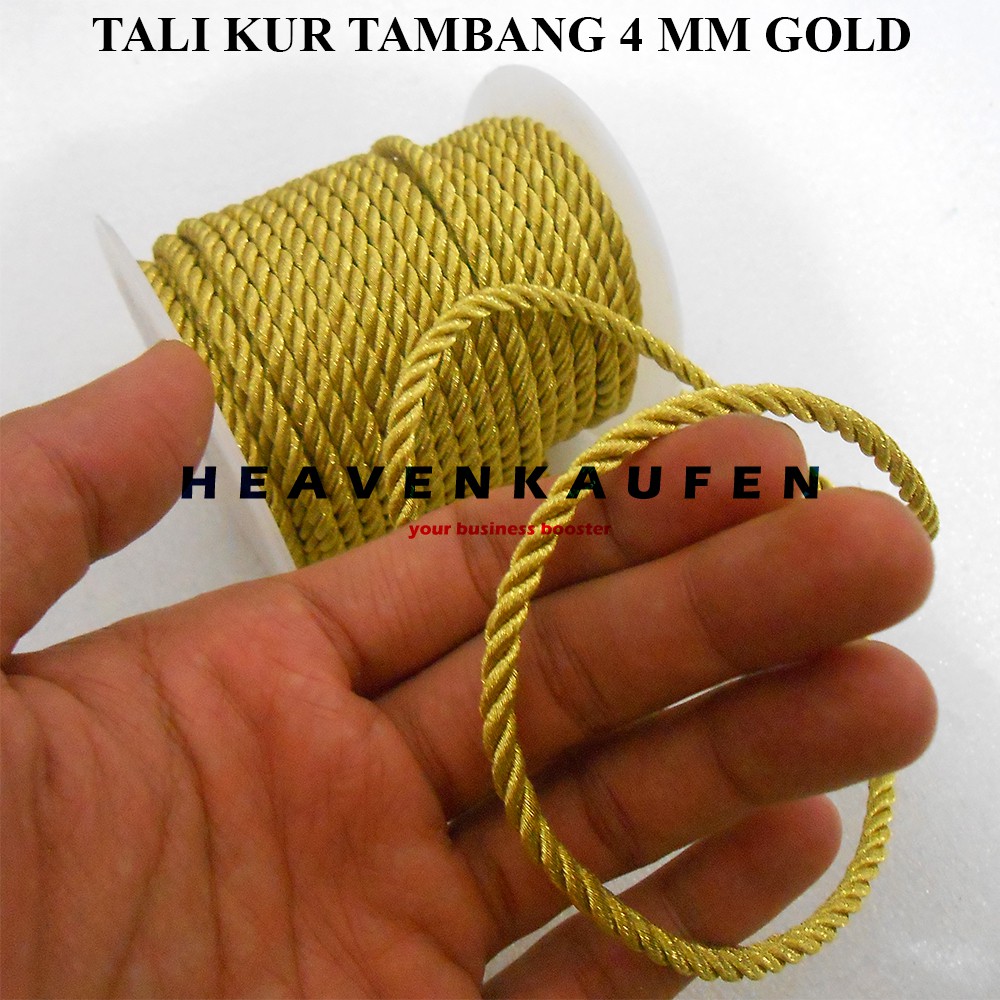 Jual Tali Kur Tambang 4 mm Warna Gold Emas Untuk Tali Craft Dll Meteran ...