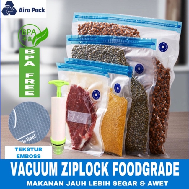 Jual FOOD GRADE PLASTIK VACUUM ZIP VACUUM KOMPRESI PENYIMPANAN MAKANAN ...