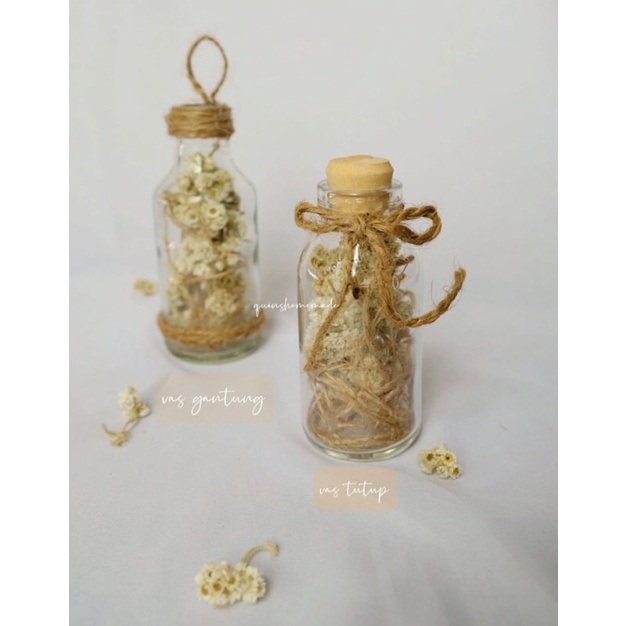 Jual rustic bunga edelweiss dalam botol, botol kaca isi bunga edelweiss ...