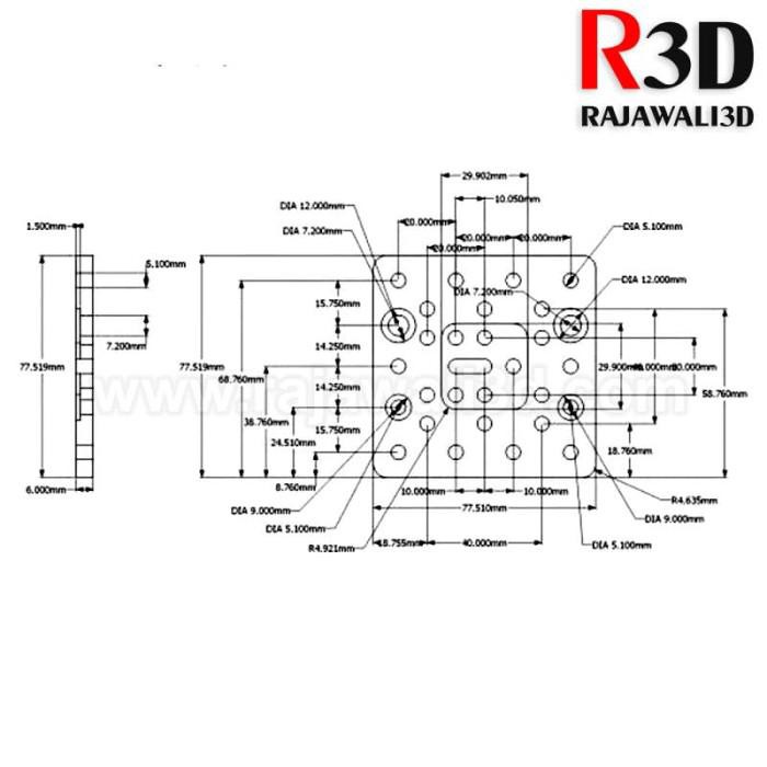 Jual Openbuilds C-Beam Gantry Plate T6x77.5x77.5 Aluminium Black ...