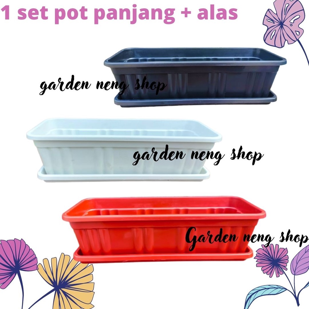 Jual 1 SET SEPAKET Pot panjang Alpen 50 Dengan Alas Tatakan-Pot Panjang ...