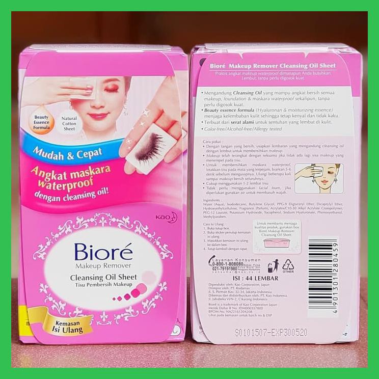 Jual BIORE MAKEUP REMOVER CLEANSING OIL SHEET REFILL 44'S | Shopee ...