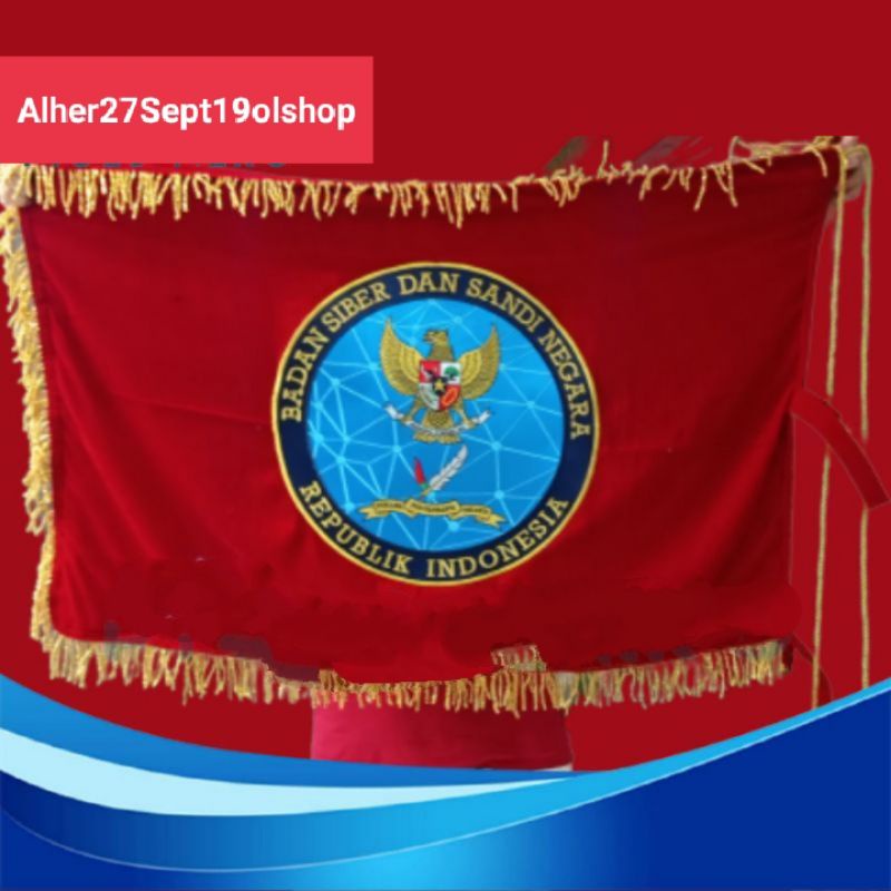 Jual bendera Pataka BSSN rumbai emas bendera BSSN bendera badan siber ...