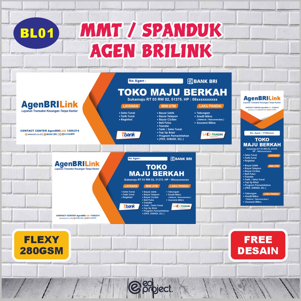 Jual Cetak MMT / Banner / Spanduk / Backdrop AGEN BRILINK (AGEN BRI) eoproject | Shopee Indonesia