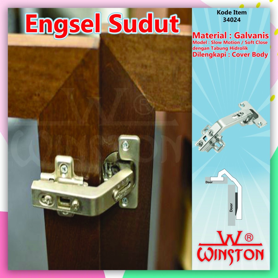 Jual Engsel Sendok Corner Pintu Lemari Sudut 90 Derajat Z90 Bifold Bi ...