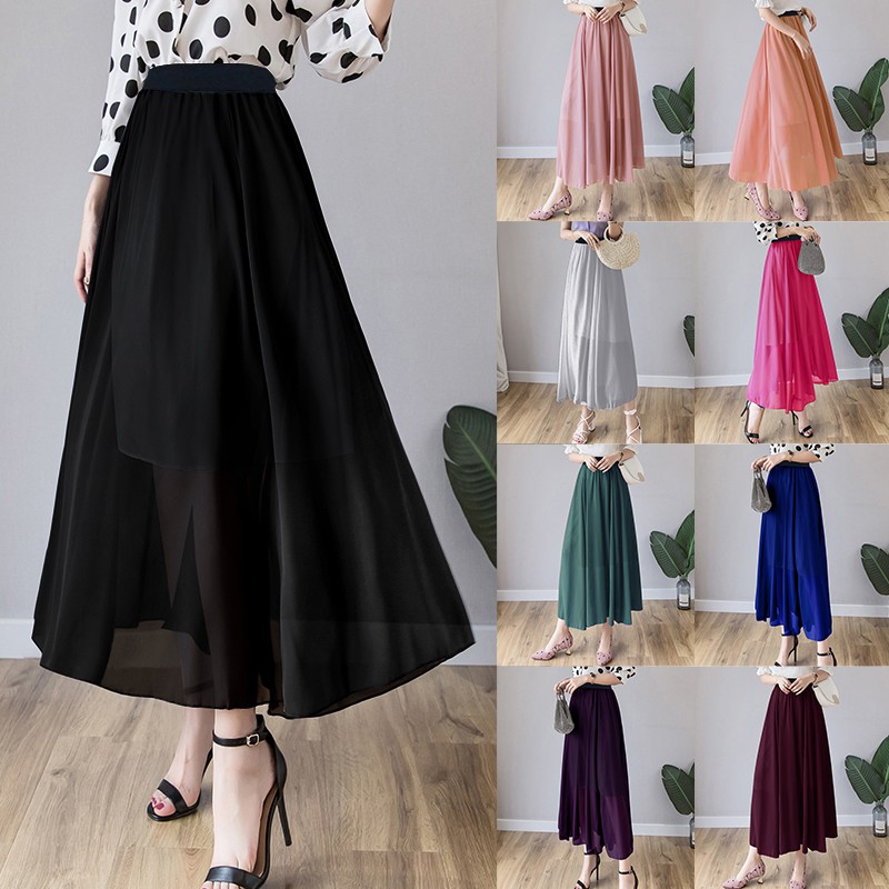 Jual (1103 ROK)Chiffon Long Skirt/Rok sifon/Rok Panjang | Shopee Indonesia