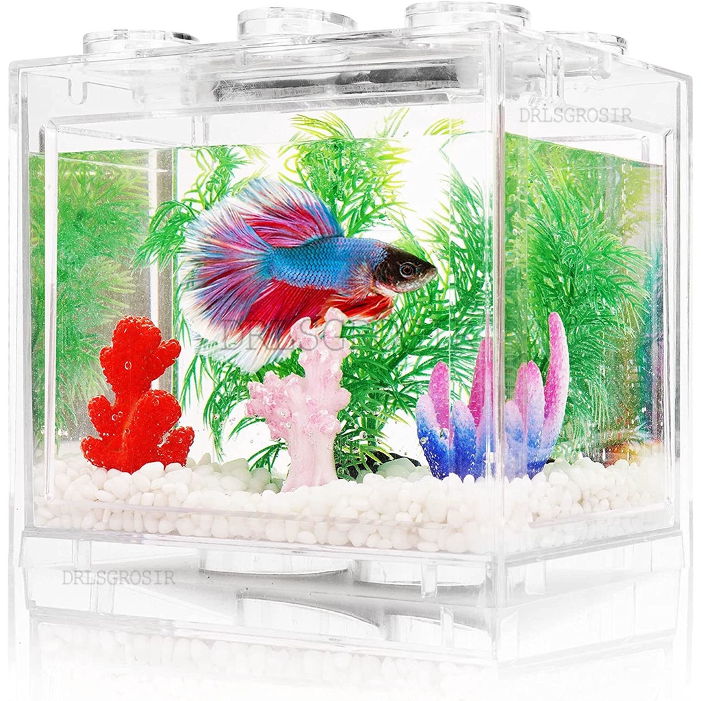 Jual Aquarium Cupang Mini Lego Block 4 Side Windows Small Betta Fish ...