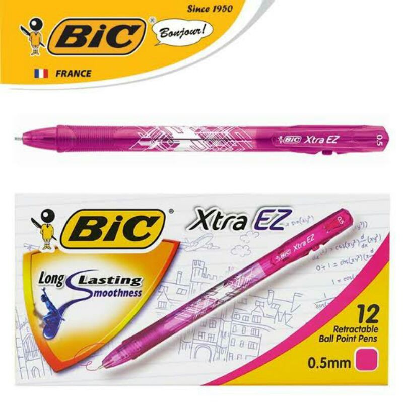 Jual Pulpen Bic Xtra EZ+ 0.7 mm Retractable Pink Satuan | Shopee Indonesia