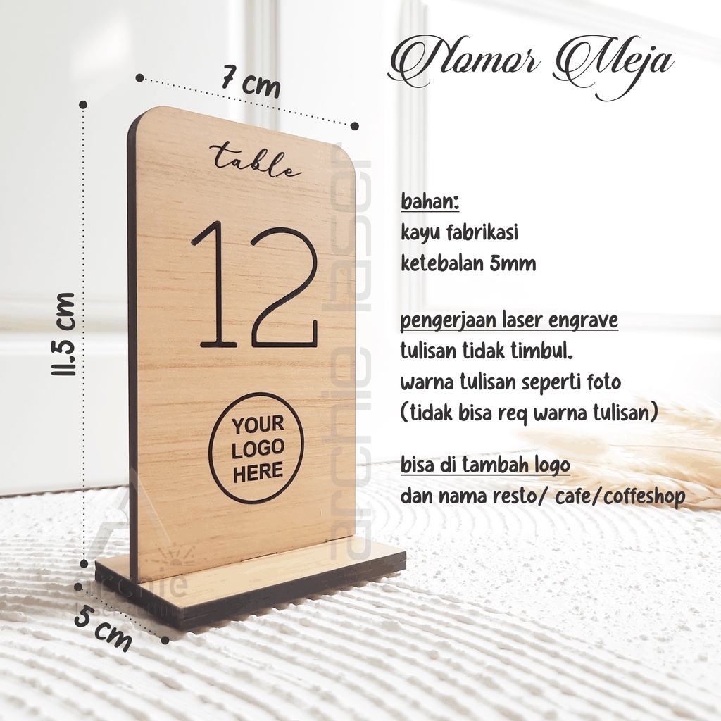 Jual Nomor Meja Kayu, Papan Nomor Meja Resto / Cafe / Coffee Shop / Rumah Makan Custom Logo ...