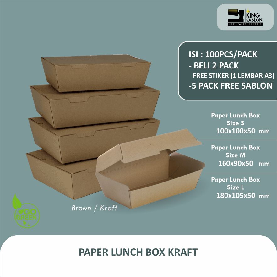Jual paper lunch box sablon printing (kraft, ivory) | Shopee Indonesia