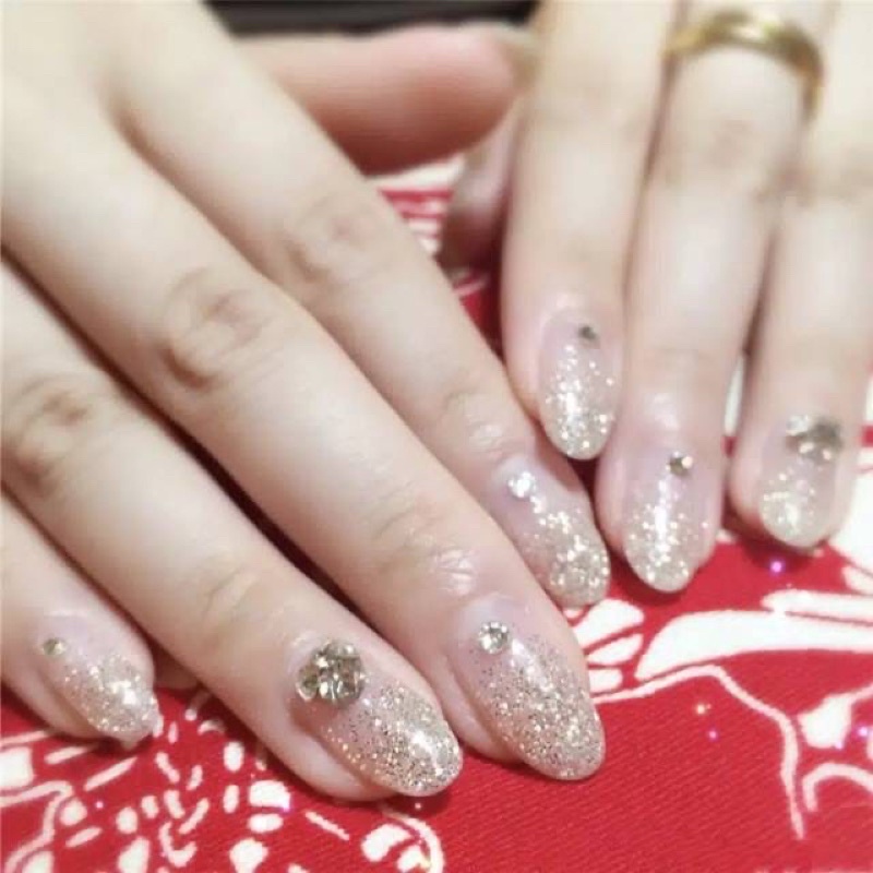 Jual PRESS ON NAILS | BASE BENING DENGAN GLITER SILVER FULL DIAMOND ...