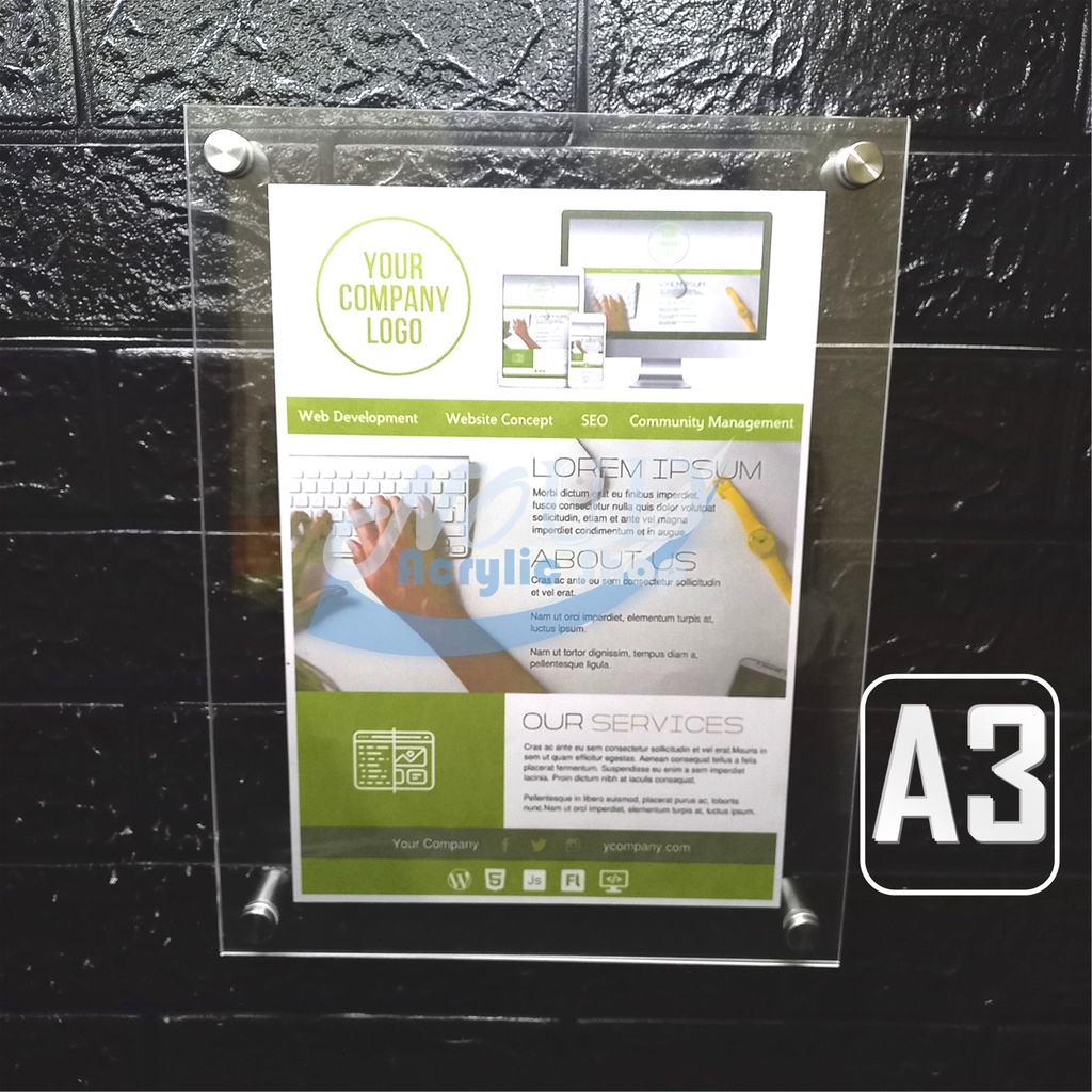 Jual Frame Akrilik Papan Iklan Display Poster Dinding Ukuran A3 ...