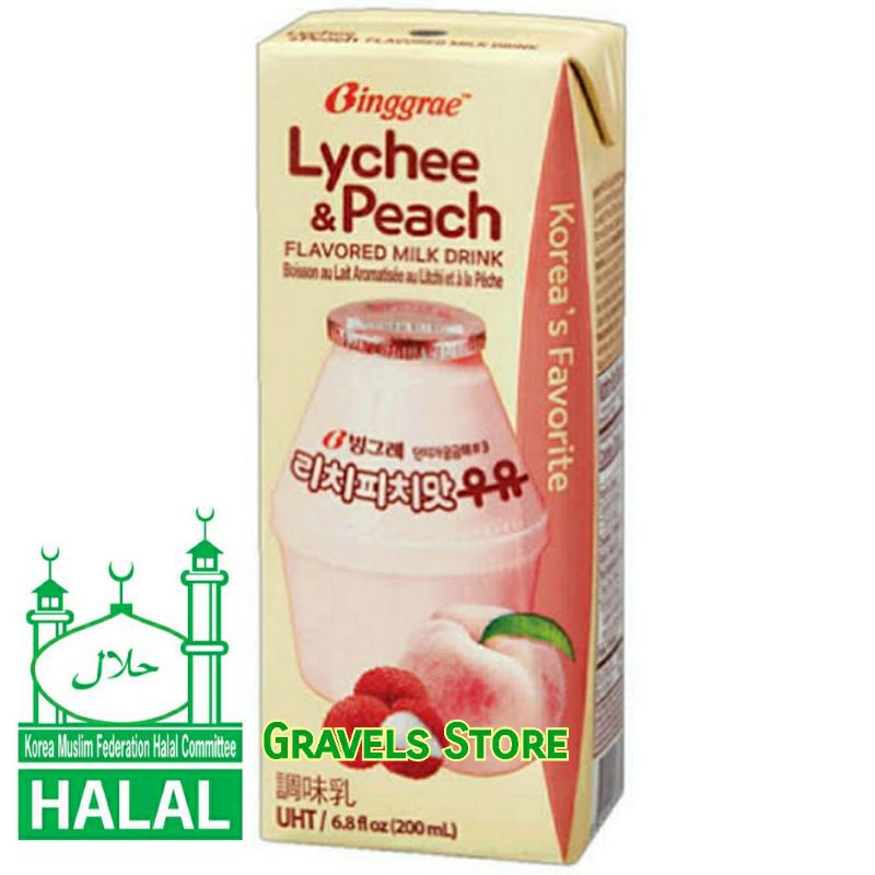 Jual [Logo HALAL] Binggrae Lychee Peach Milk - Susu Rasa Leci dan ...